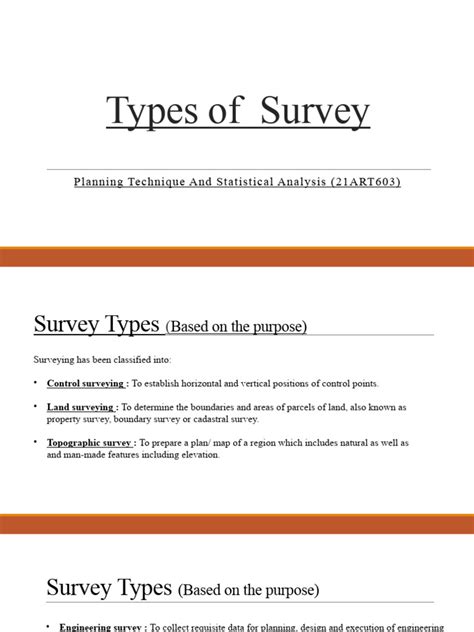 Types Of Survey Pdf Surveying Geography