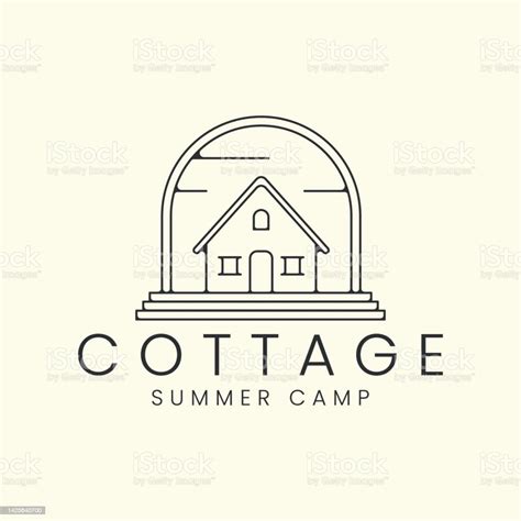 라인 아트와 엠블럼 스타일 로고 벡터 일러스트 레이 션 아이콘 템플릿 디자인이있는 코티지 0명에 대한 스톡 벡터 아트 및 기타 이미지 0명 개념 건물 외관 Istock