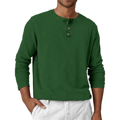 Domuza Men Long Sleeve T Shirts Casual Fashion Relaxed Fit Solid Color