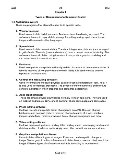Ict Igcse Chapter 1 Summary Pdf Computer Program Programming