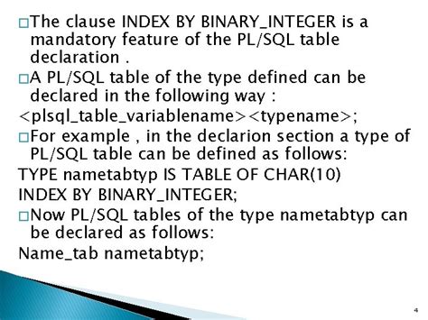 Composite Data Types Plsql Table 9 1 Composite