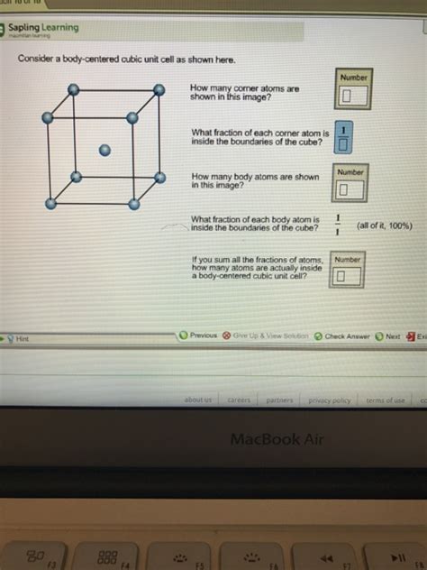 Solved Consider A Body Centered Cubic Unit Cell As Shown