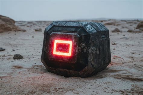 Mysterious Glowing Cube In A Desert Landscape Stock Illustration Illustration Of Scene Stone