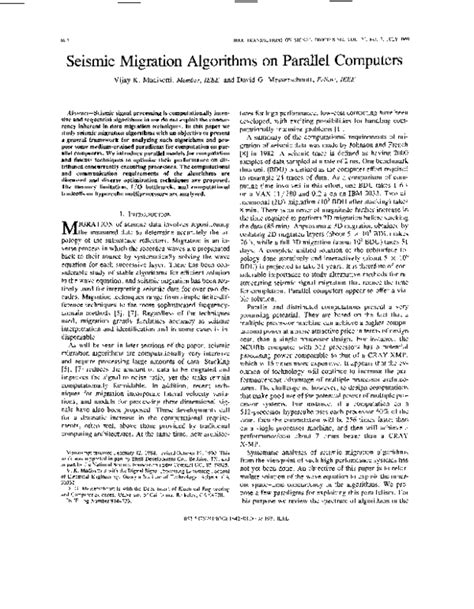 Pdf Seismic Migration Algorithms On Parallel Computers