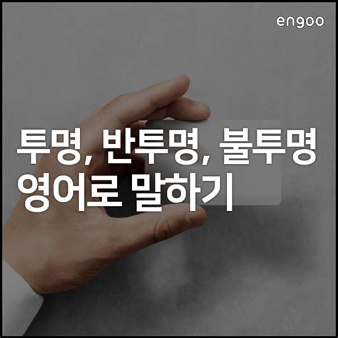 투명 영어로 ‘불투명한부터 ‘투명한까지 영어로 말하기 네이버 블로그