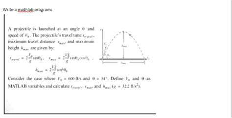 Solved Write A Mathlab Program A Projectile Is Launched At An