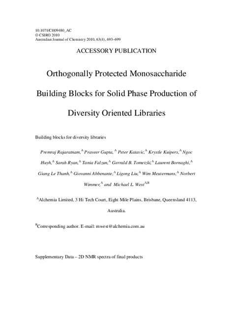 Pdf Orthogonally Protected Monosaccharide Building Blocks For Solid Phase Production Of