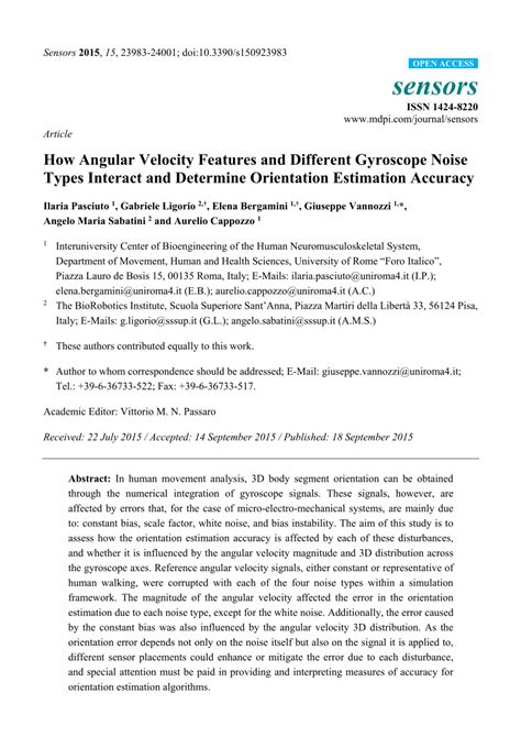 Pdf How Angular Velocity Features And Different Gyroscope Noise Types