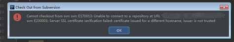 Idea通过svn检出项目报错：svn Process Exited With Error Code 1the Path To The Subversion Executable Is