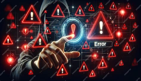 Premium Photo Hand Interacting With A Digital Screen Displaying Various Error And Alert