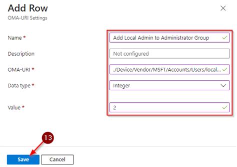 create local admin account using intune
