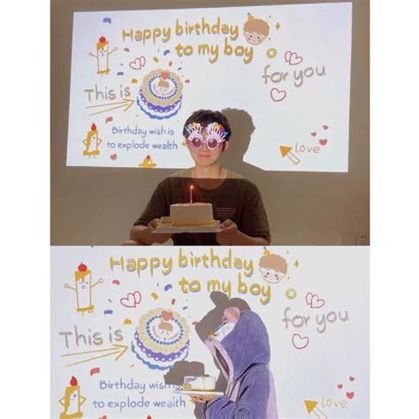 โปรเจคเตอร์มินิวันเกิด โคมไฟโปรเจคเตอร์วันเกิด เครื่องฉายภาพวันเกิด Hbd