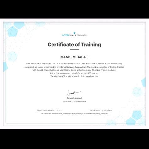 Mandem Balaji On Linkedin I Have Successfully Completed The Internship And Job Preparation From