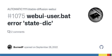 Webui User Bat Error State Dic Issue 1075 AUTOMATIC1111 Stable