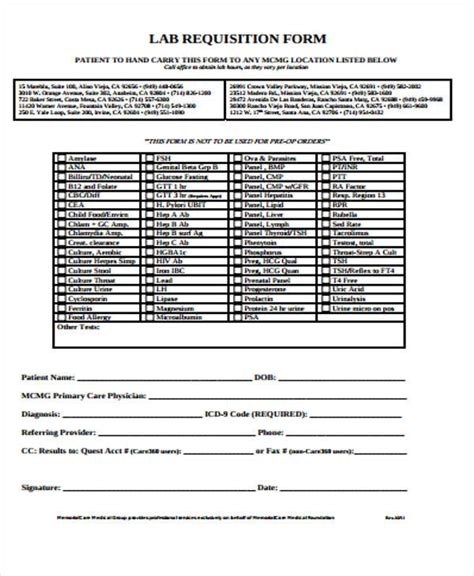 Labcorp Requisition Form Printable Prntbl Concejomunicipaldechinu Gov Co