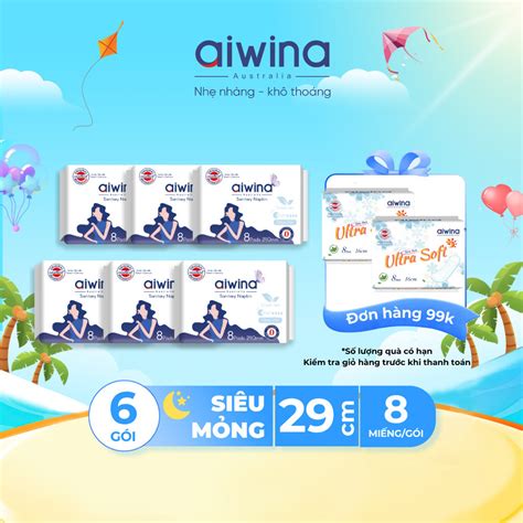 Combo Băng vệ sinh Aiwina siêu mỏng ban đêm cm gói miếng Shopee Việt Nam