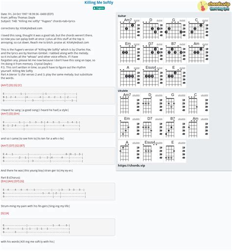 Chord Killing Me Softly Tab Song Lyric Sheet Guitar Ukulele Chords Vip