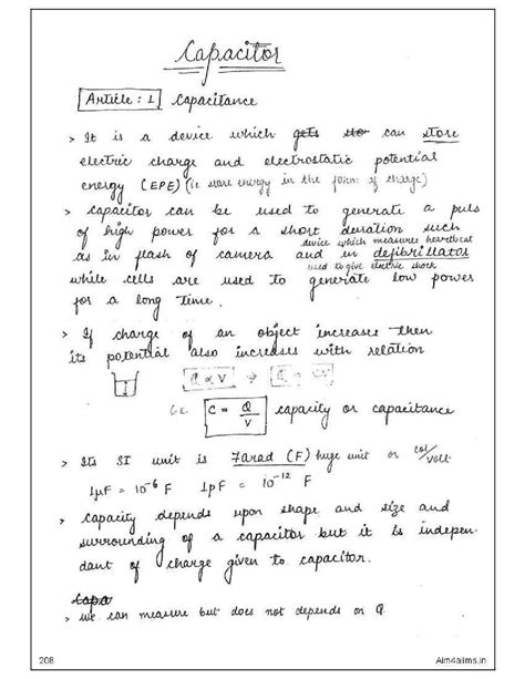 SOLUTION Capacitor Handwritten Notes Studypool