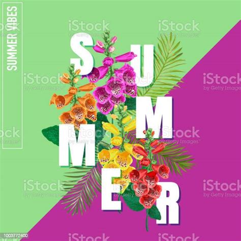 여름 꽃 포스터입니다 열 대 타이거 릴리 꽃 배너 전단지 브로셔 직물 인쇄를 위한 디자인 안녕하세요 여름 수채화 식물 배경 벡터 일러스트 레이 션 계절에 대한 스톡 벡터