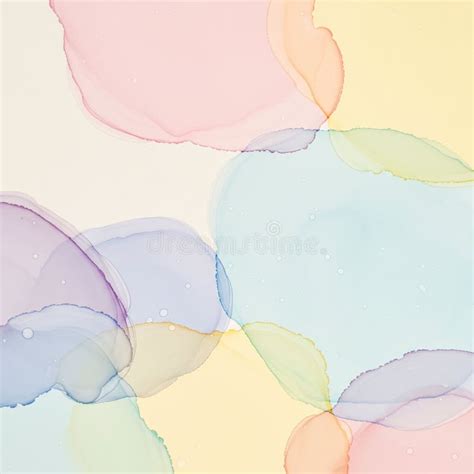Abstract Image Featuring Overlapping Translucent Blobs In Pastel Colors Including Stock