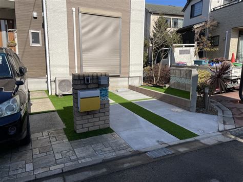 お庭から駐車場へリフォーム工事｜施工事例｜創樹緑化工業が手掛けた施工事例のご紹介。外構、植栽、お庭などもご紹介いたします。