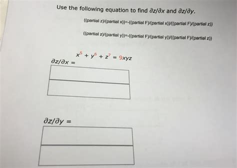 solved use the following equation to find partial