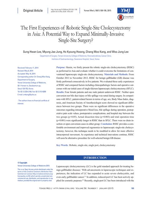 Pdf The First Experiences Of Robotic Single Site Cholecystectomy In Asia A Potential Way To