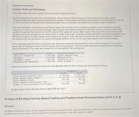 Solved Required Information Problem 963 And 9 64 Algo