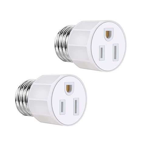 2 Pack Light Socket To Plug Adapter E26 E27 3 Prong Light Socket Outlet Light Bulb Outlet