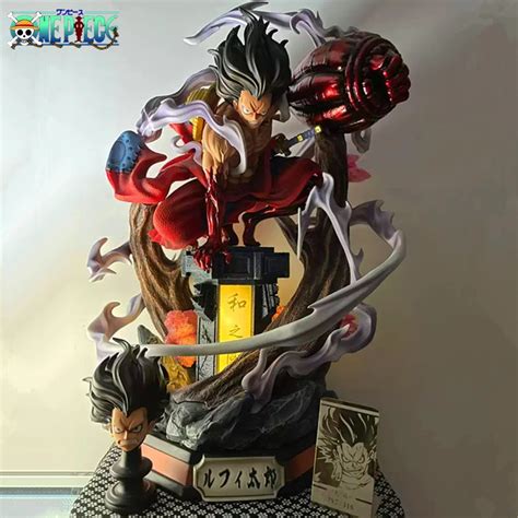 애니메이션 원피스 몽키 D 루피 기어 4 바운드 배틀 동상 수지 Led 조명 포함 전체 길이 2 헤드 액션 피규어 모델 장난감 Aliexpress