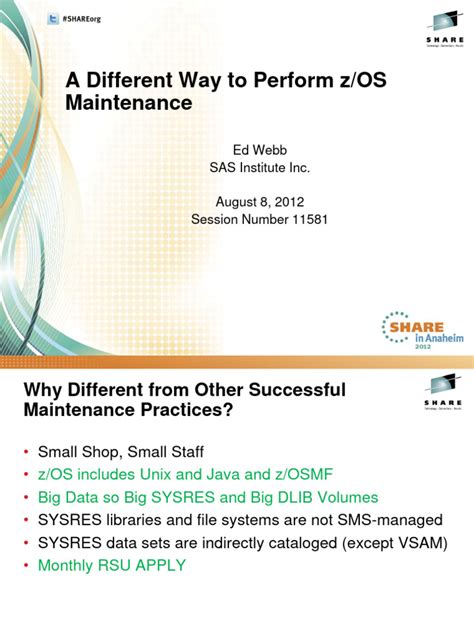 A Different Way To Perform Zos Maintenance Pdf File System