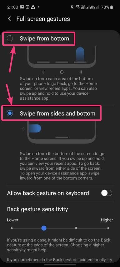 How To Switch Or Tweak The Gesture Navigation Mode On A Samsung Android 10