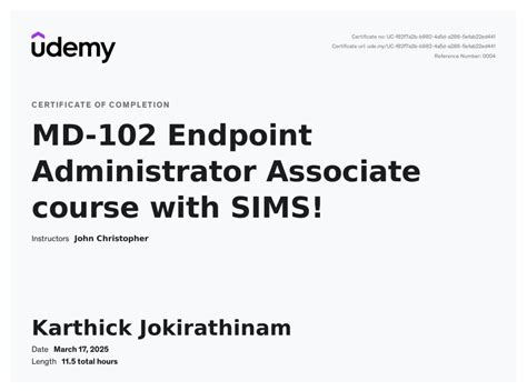 udemy course completion certificate karthick jokirathinam