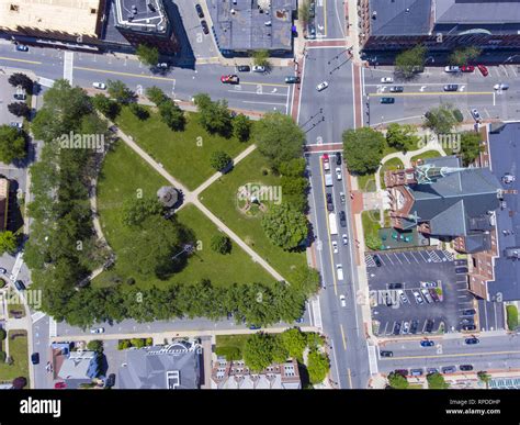 Natick First Congregational Church Town Hall And Common Aerial View In