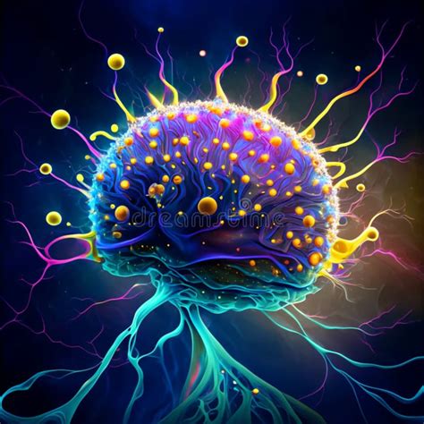3d Illustration Of A Neuron Cell Neuron Cell Neuron Cell Neuron Cell Stock Illustration