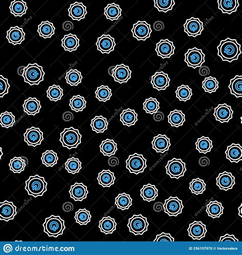 Line Power Button Icon Isolated Seamless Pattern On Black Background Start Sign Stock