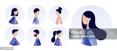아바타 프로필 사진 아이콘 설정 청남 및 여성 초상화 세트 현대 평면 만화 스타일입니다 흰색 배경의 벡터 그림 아바타에 대한 스톡 벡터 아트 및 기타 이미지 Istock