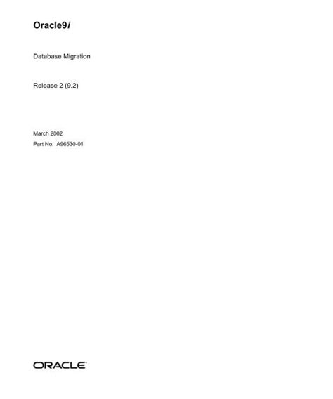 Oracle9i Database Migration Oracle Documentation