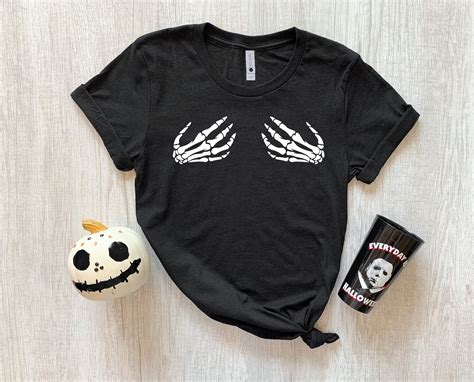 Halloween Skeleton Skeleton Hand Shirt Skeleton Boobs Etsy