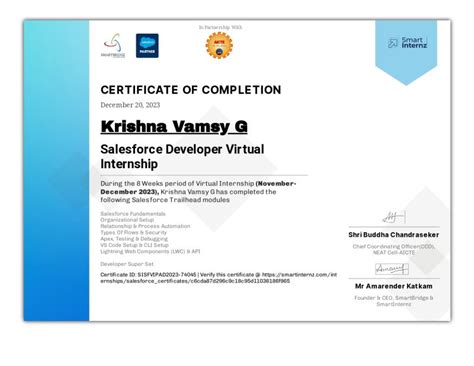 Krishna Vamsy Gaddam On Linkedin Salesforcedeveloper Virtualinternshipsuccess