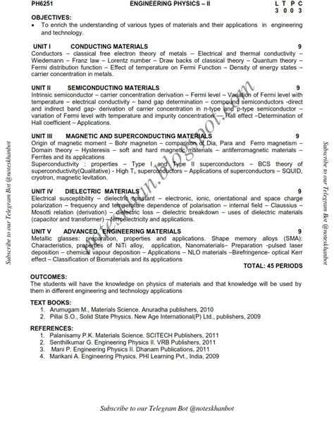 PH Engineering Physics II Syllabus Semester II ECE BE Anna University Anna University