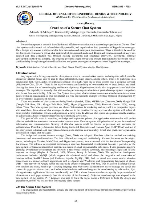 Pdf Creation Of A Secure Chat System
