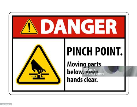 위험 핀치 포인트 아래 움직이는 부품 흰색 배경에 손 명확한 기호 기호 분리 유지 벡터 일러스트 레이션 Eps10 경계 표지에