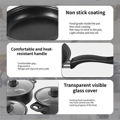 13pcs Non Stick Cookware Set Stainless Steel Pot Fry Pan Cooking Set