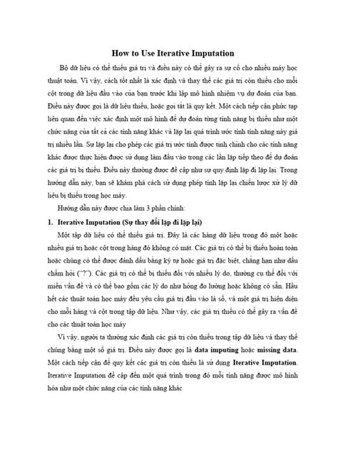 How To Use Iterative Imputation Pdf