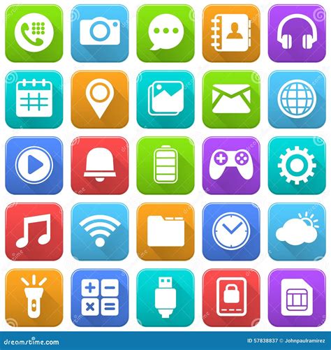 Mobile Icons Social Media Mobile Application Internet Stock Vector Image 57838837