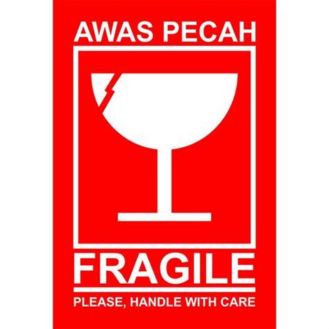Jual Sticker Fragile Gelas Merah 5x7 Pecah Belah Label Pengiriman Jakarta Barat