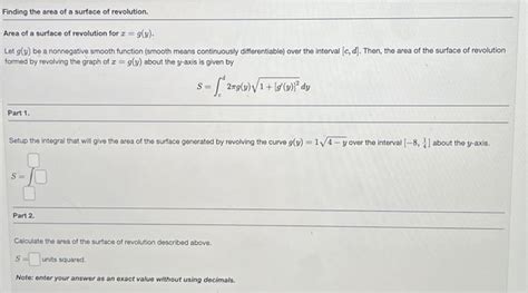 Solved Area Of A Surface Of Revolution For Xgy Let Gy