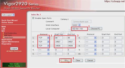 Mở Port Nat Port Modem Draytek Vigor 2920 2925 300b 2926 2912 3220 Application System