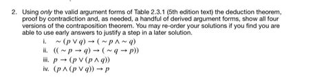 Solved 2 Using Only The Valid Argument Forms Of Table 231